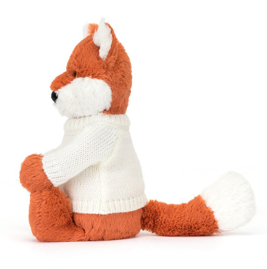 Jellycat Bashful Fox Cub With Personalised Cream Jumper – Stork in the City